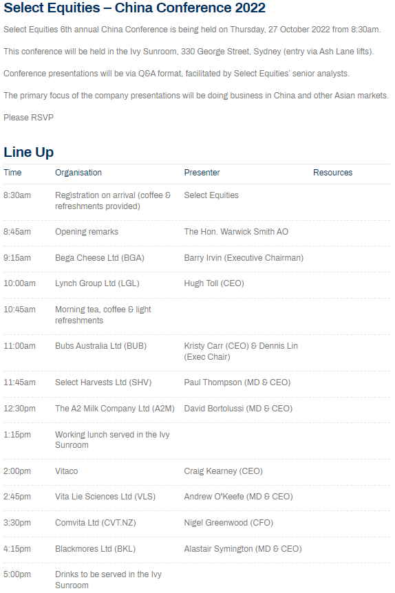 Select Equities – China Conference 2022 - Select Equities